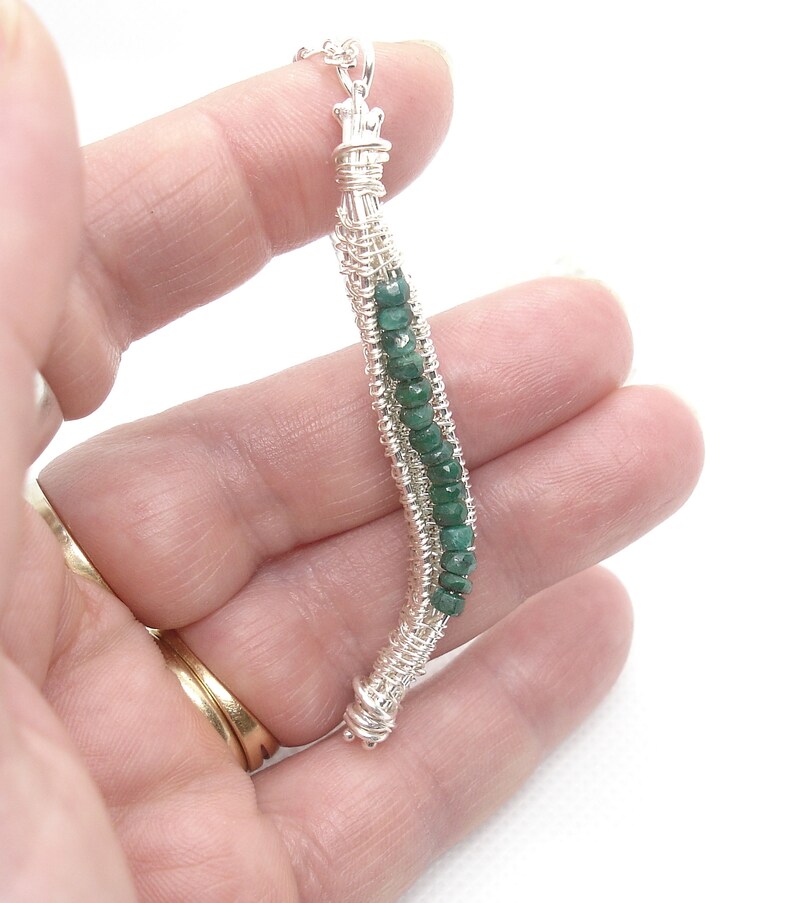 Silver Necklace. Unique Necklaces for Women. Emerald Necklace. - Etsy
