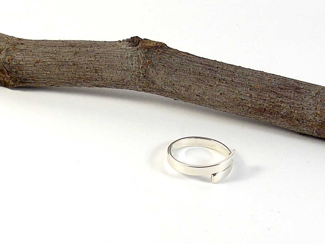 Band Sterling Silver Womens Ring. Wrapped Minimal Bypass Ring. Silver ...