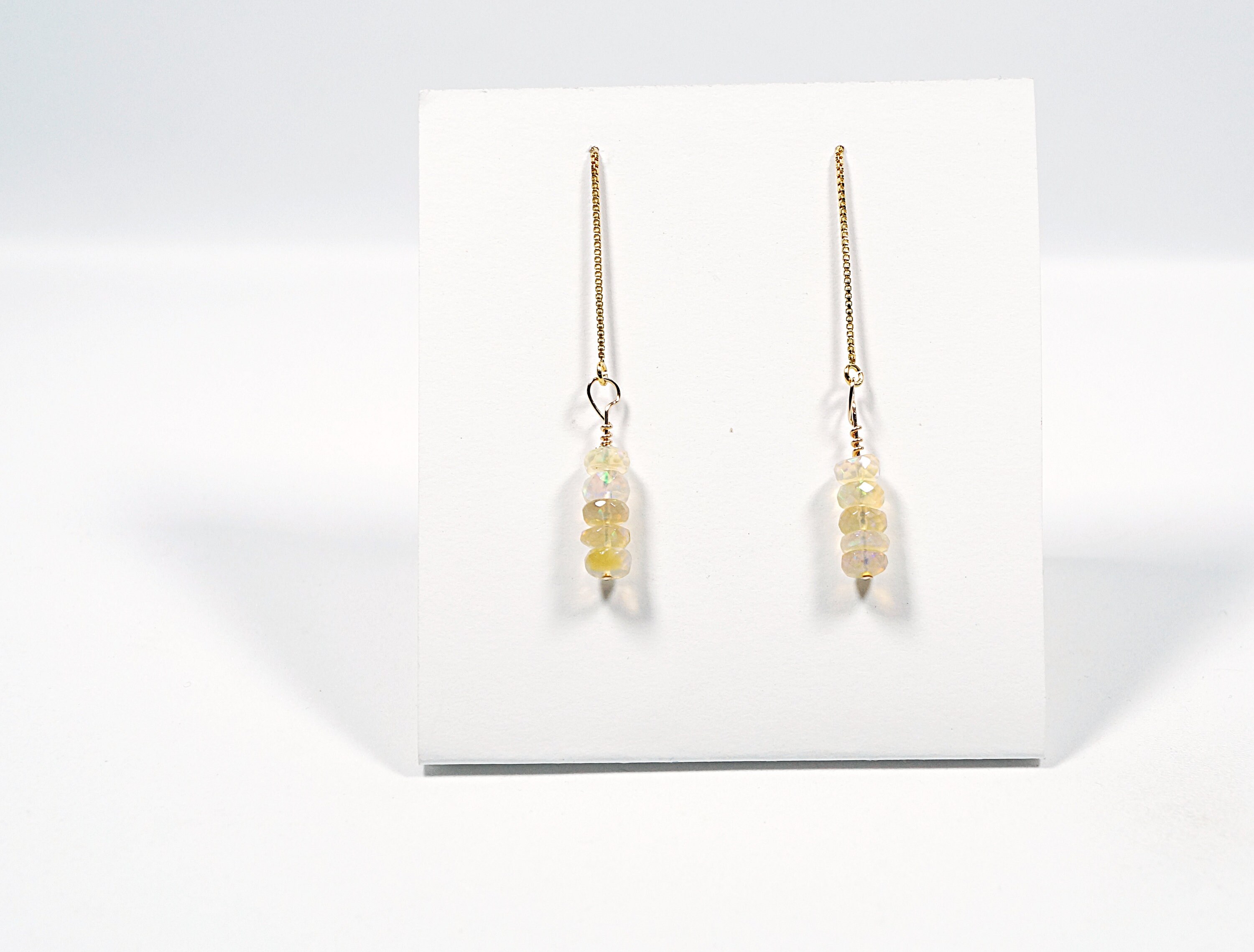 Ethiopian Opal Pull Through Earrings. Gemstone Dangle Earrings. Long ...