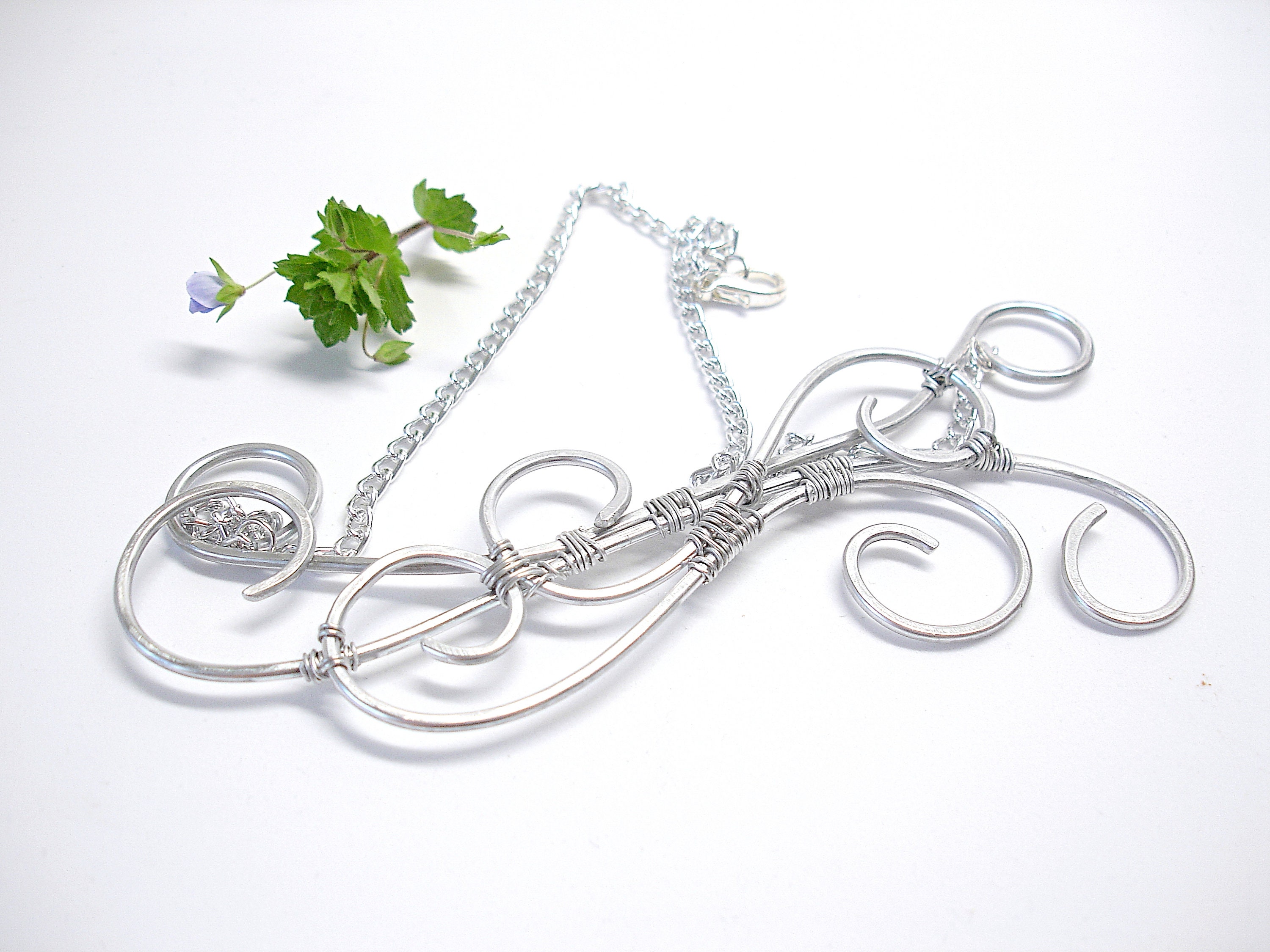 Aluminium Wire Jewelry. Statement Necklace. Aluminium Necklace. Necklaces for Women. Contemporary Jewelry Aluminum Jewelry Gift for Her