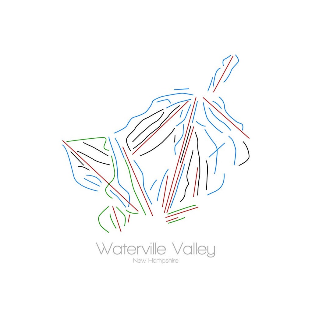 Waterville Map Valley New Hampshire Nh Ski Snowboard Trail Art ...