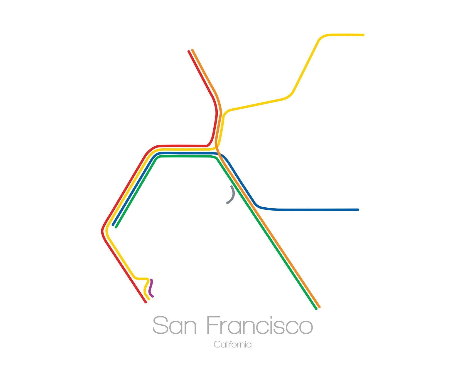 San Francisco Bart Map Sf Bay Area Rapid Transit Map | Etsy
