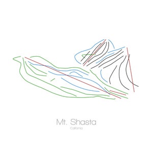 Mt. Shasta Map California Ca Ski Snowboard Trail Map Art --print ...