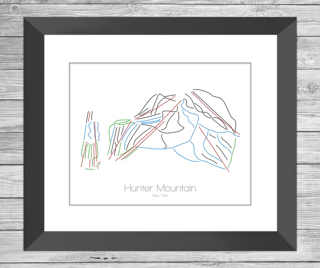 Hunter Mountain Map New York -ny Ski Snowboard Trail Map Art --- Print ...
