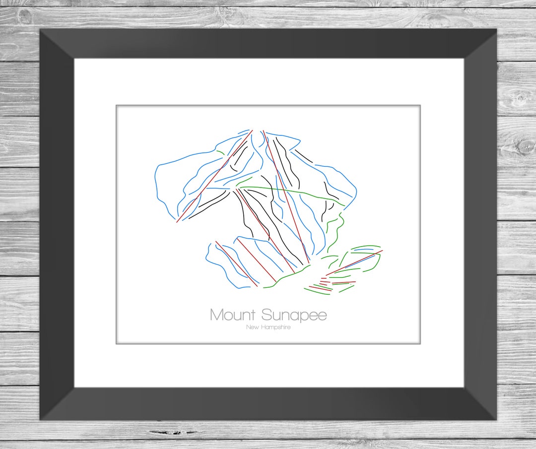 Mount Sunapee Map New Hampshire Nh Ski Snowboard Trail Map Art ...