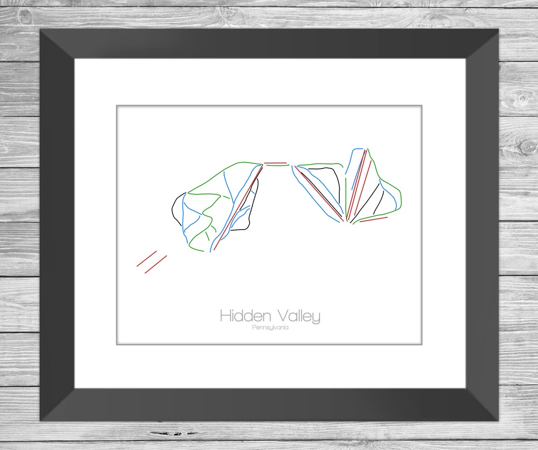 Hidden Valley Map Pennsylvania Pa Ski Snowboard Trail Map Art --- Print ...