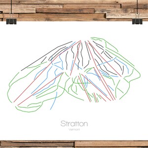 Stratton Map Vermont Vt Ski Snowboard Trail Map Art --- Print, Poster ...
