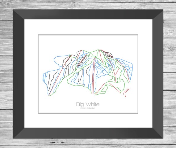 Big White Map British Columbia Canada Ca Bc Ski Snowboard | Etsy
