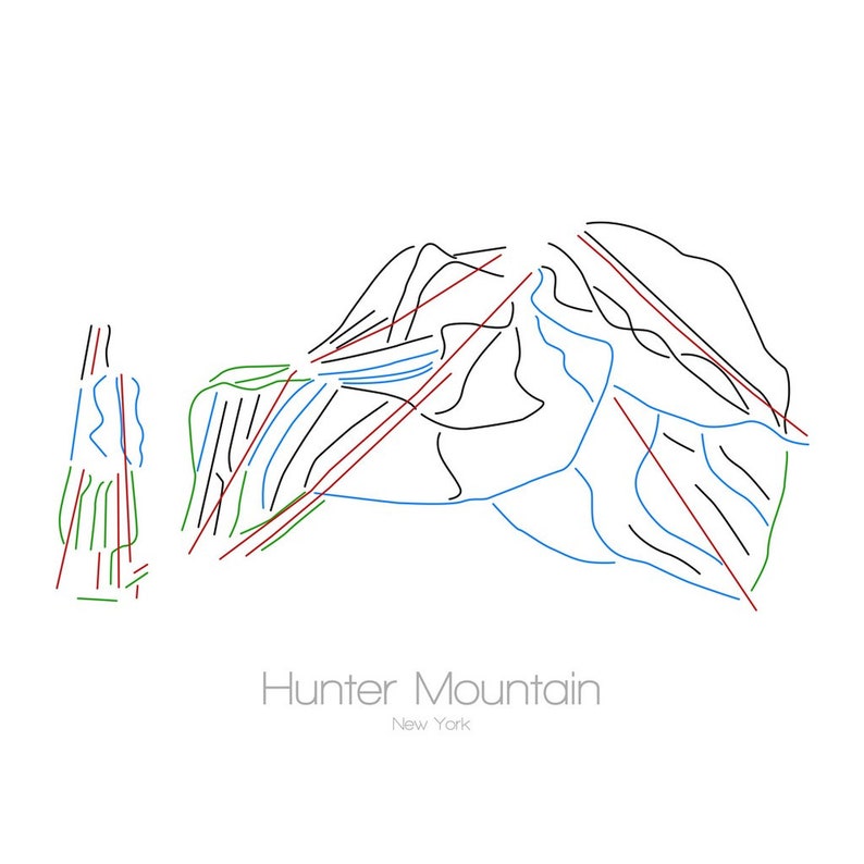 Hunter Mountain Map New York ny Ski Snowboard Trail Map Art - Etsy