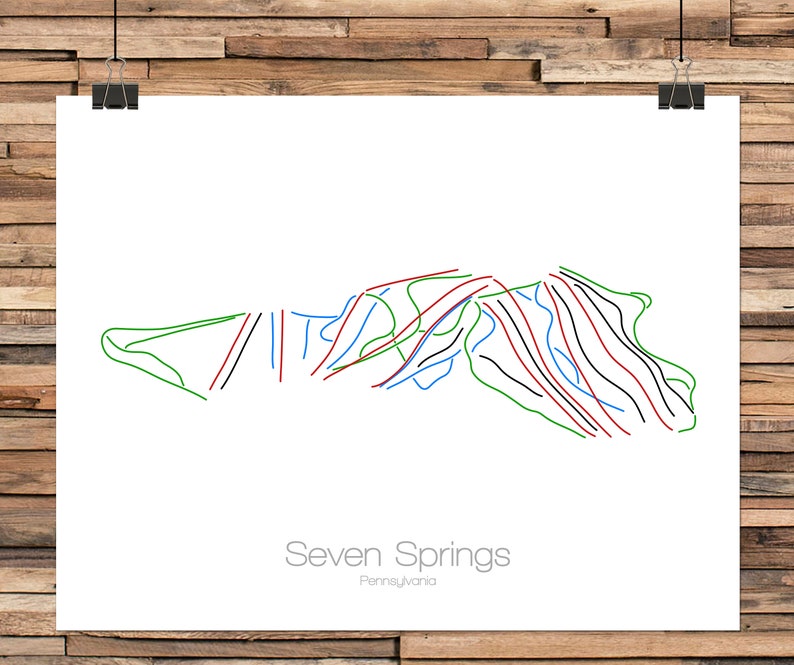Seven Springs Map Pennsylvania Pa Ski Snowboard Trail Map Art - Etsy
