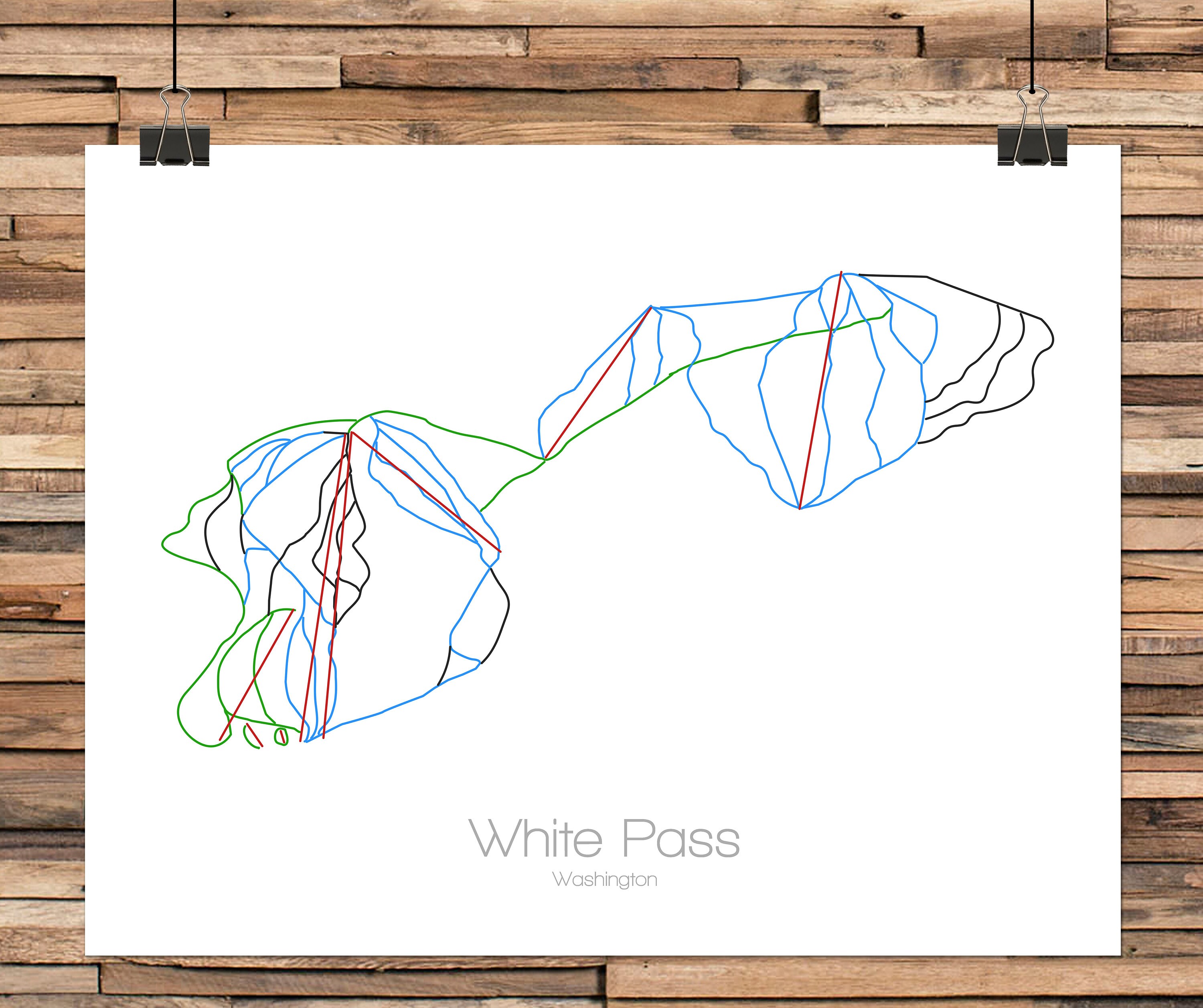 White Pass Map Washington Wa Ski Snowboard Trail Art | Etsy