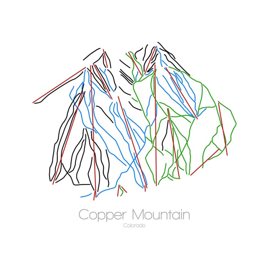Copper Mountain Map no Bowls Colorado Co Ski Snowboard Trail - Etsy