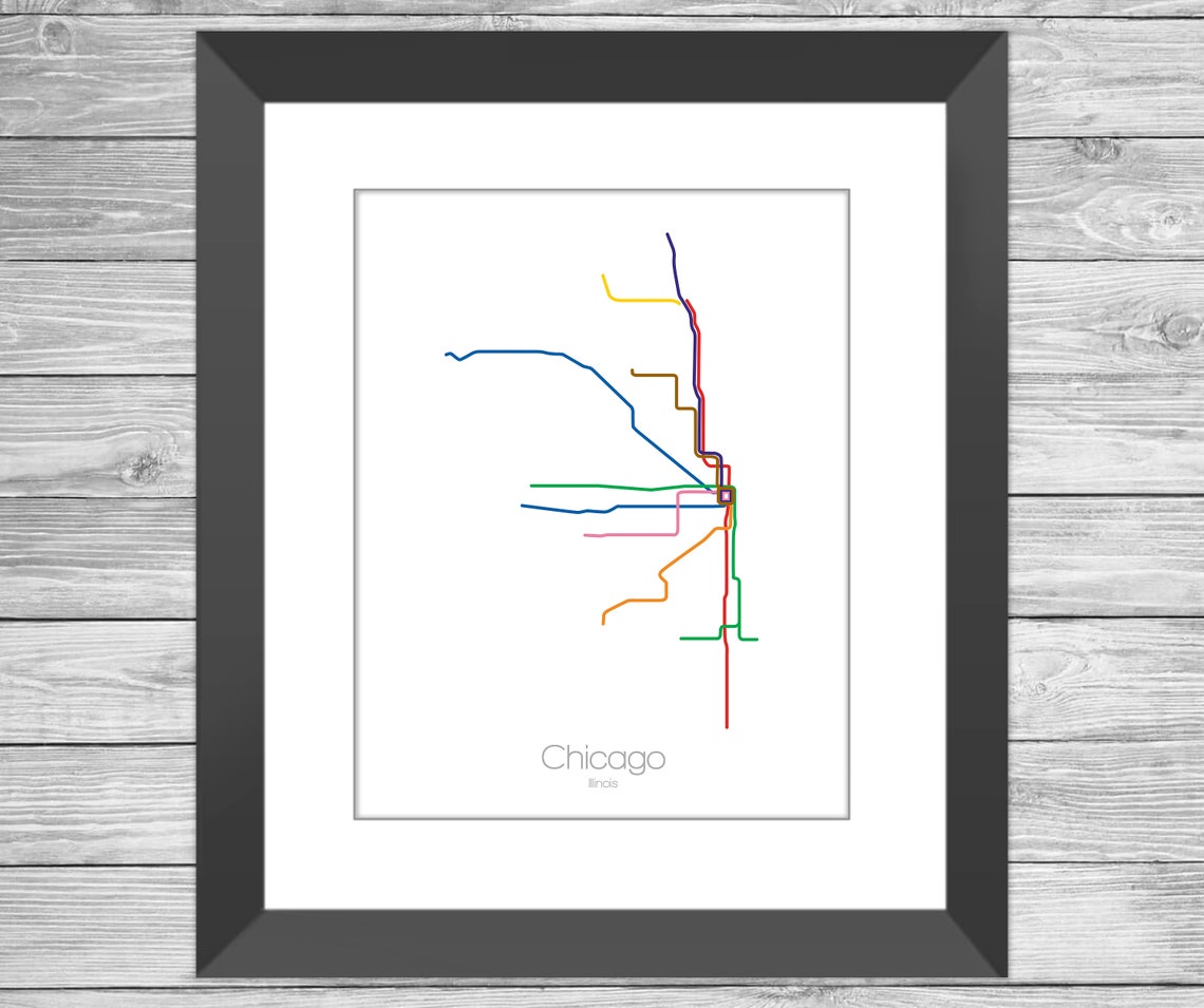 Chicago Subway Map | L Rail Map | Vertical | Metro Map | Chicago Loop ...