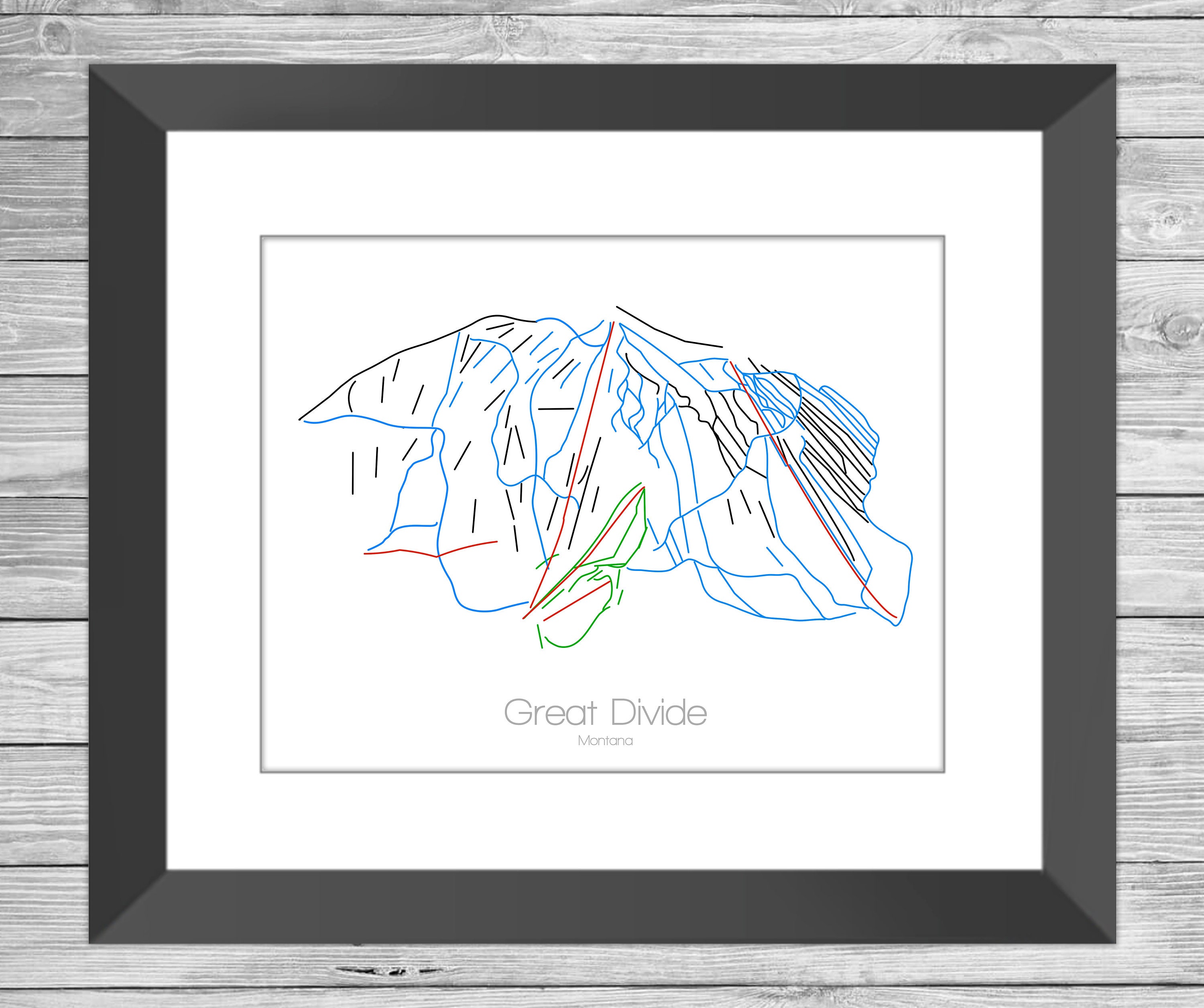 Great Divide Montana Mt Ski Snowboard Trail Map Art Print | Etsy