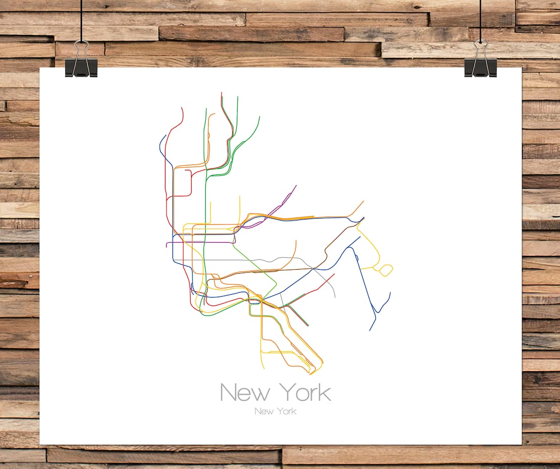 New York City Subway Map Horizontal Train Map Metro Map | Etsy