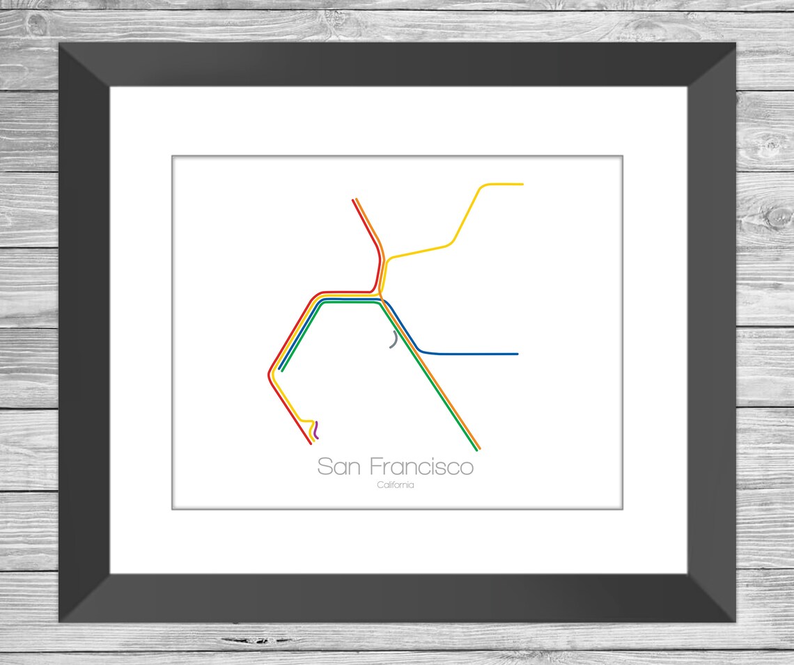 San Francisco Bart Map Sf Bay Area Rapid Transit Map | Etsy