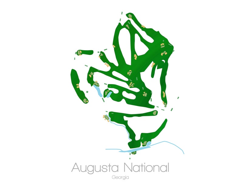 Augusta National Map the Masters Pga Augusta Golf Course - Etsy