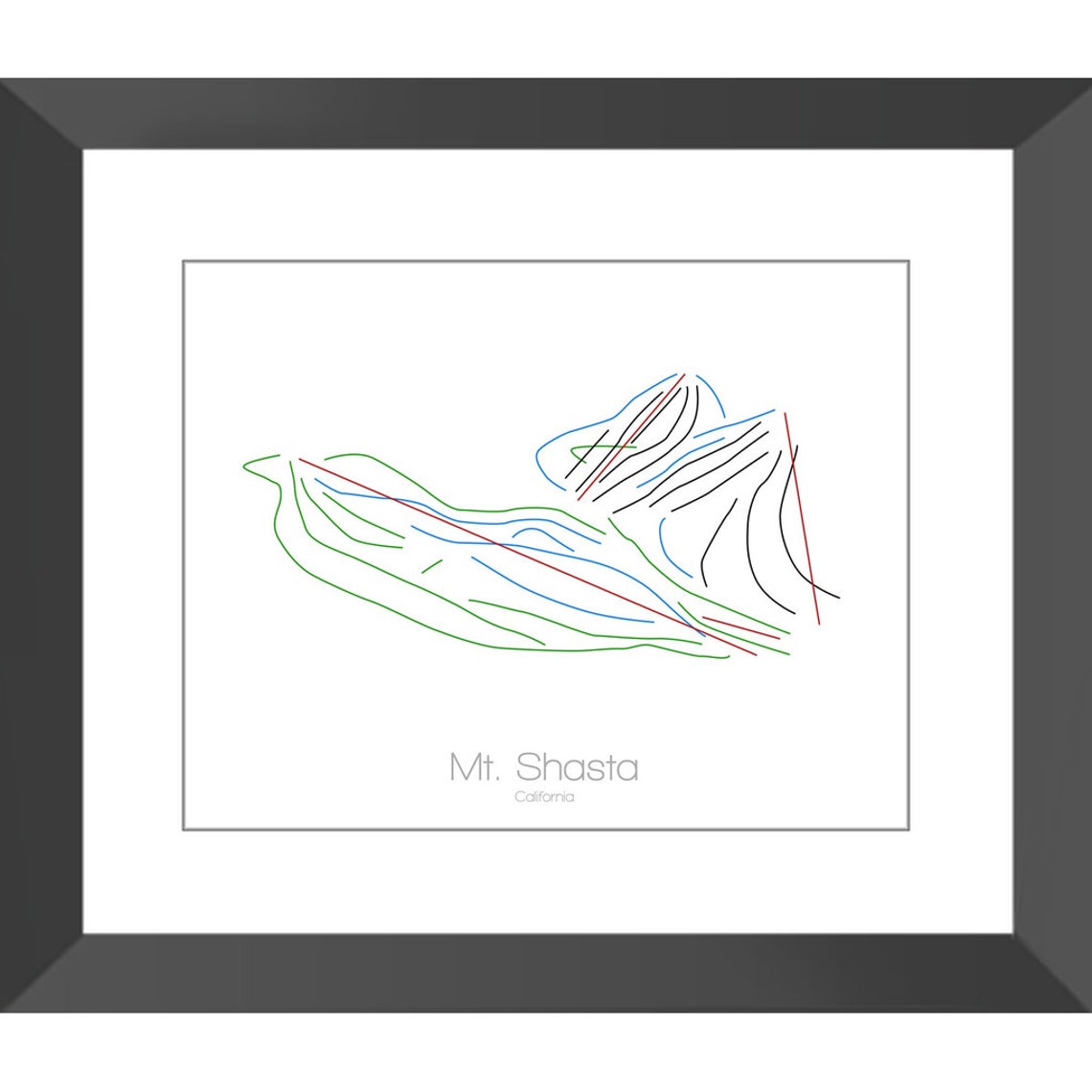Mt. Shasta Map California Ca Ski Snowboard Trail Map Art --print ...