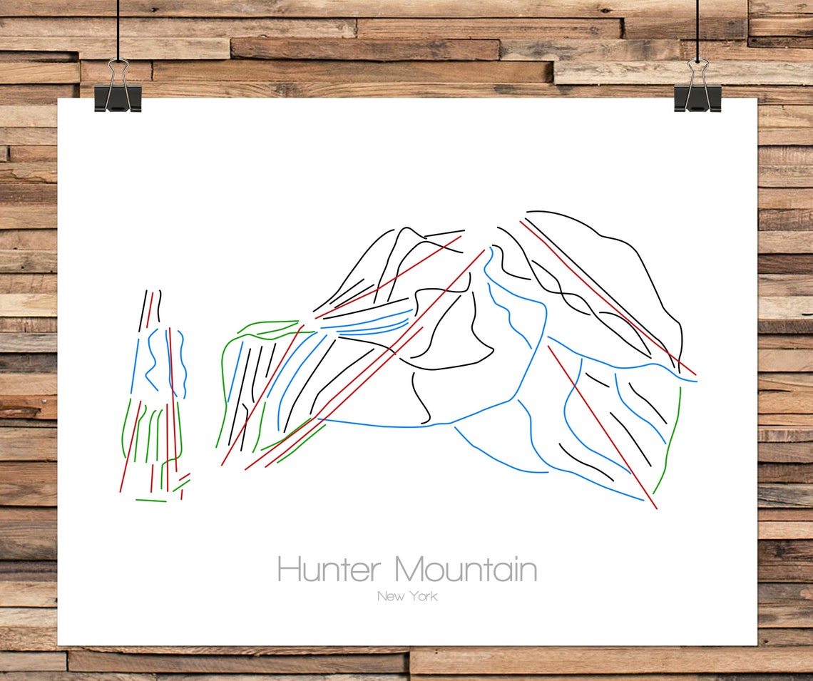 Hunter Mountain Map New York ny Ski Snowboard Trail Map Art - Etsy