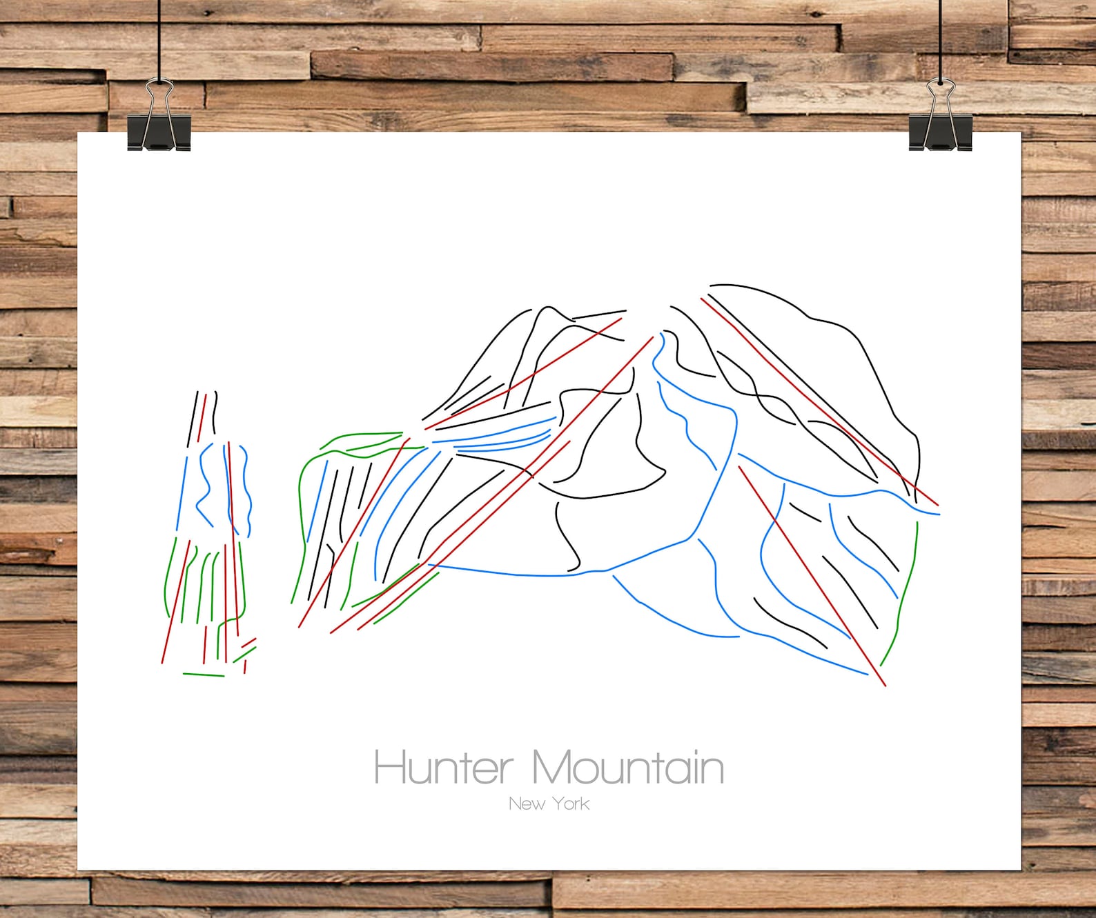 Hunter Mountain Map New York ny Ski Snowboard Trail Map Art - Etsy