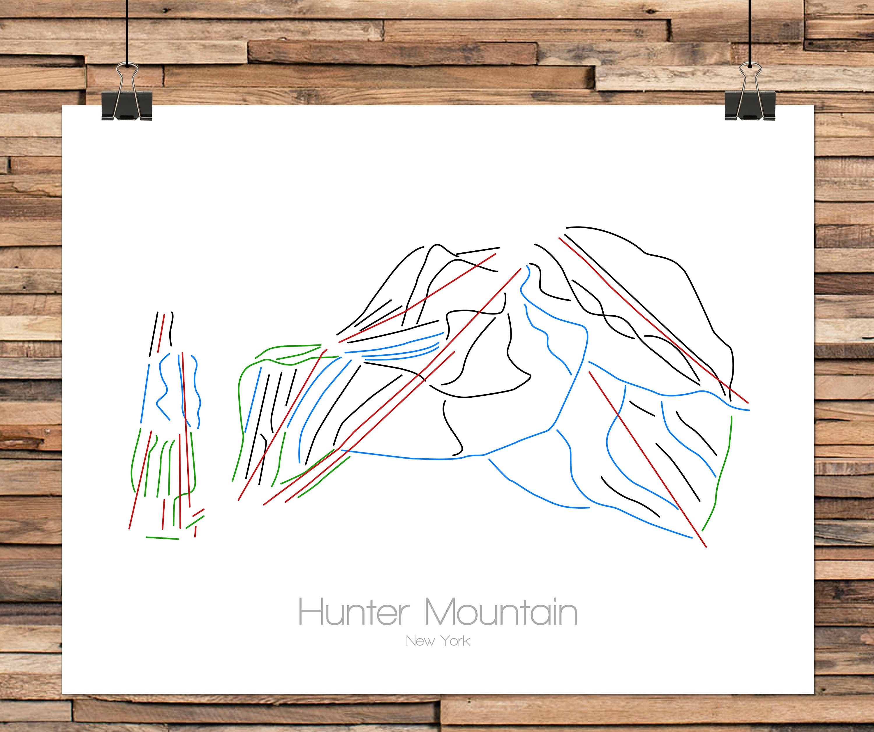 Hunter Mountain Map New York -ny Ski Snowboard Trail Map Art --- Print ...