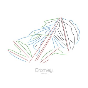 Bromley Map Vermont Vt Ski Snowboard Trail Map Art --- Print, Poster ...