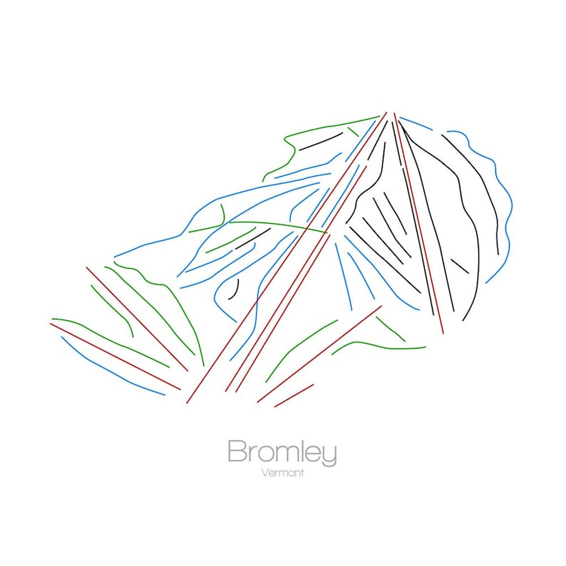 Bromley Map Vermont Vt Ski Snowboard Trail Map Art --- Print, Poster ...