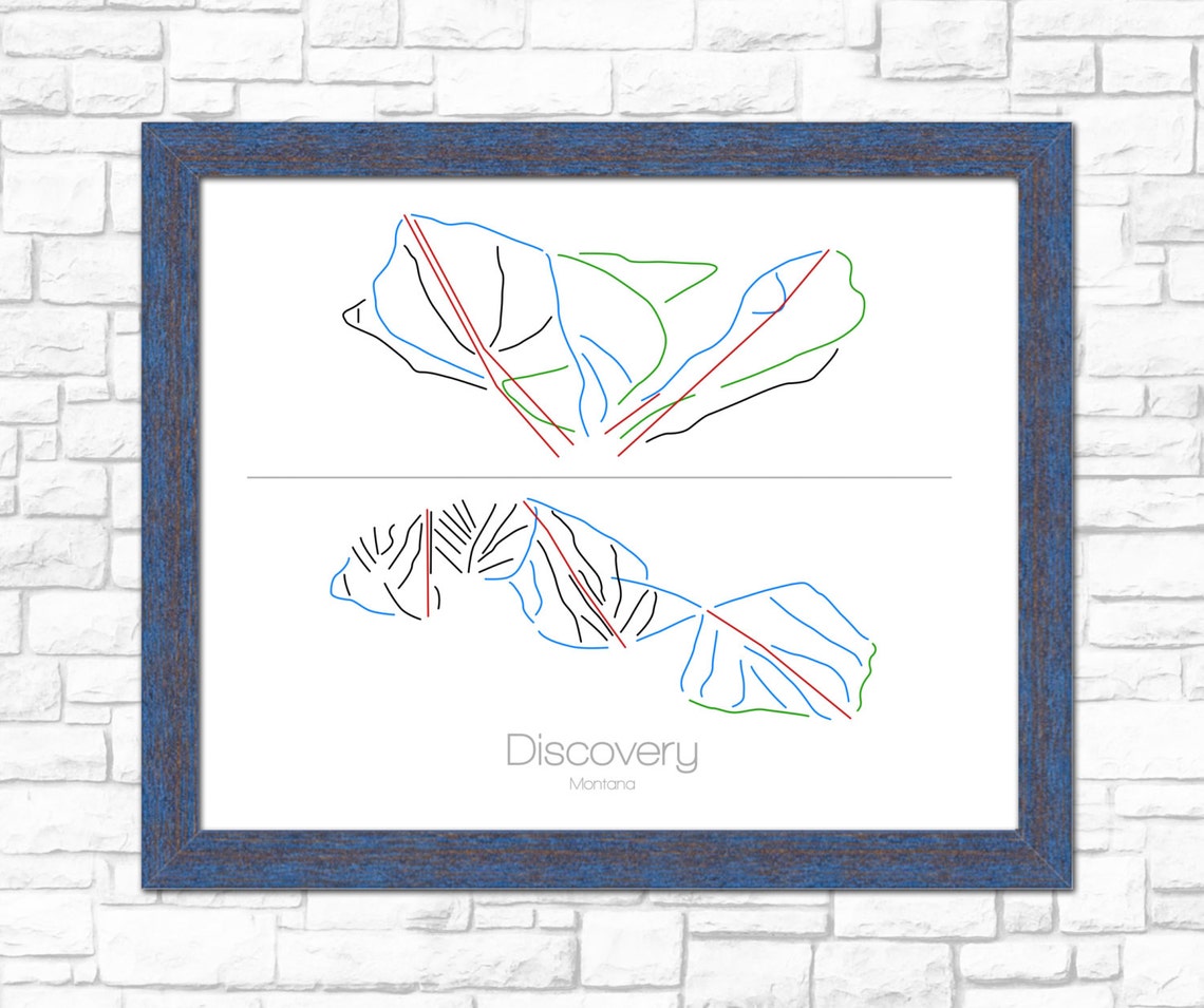 Discovery Ski Area Map Montana Mt Ski Snowboard Trail Map Art - Etsy