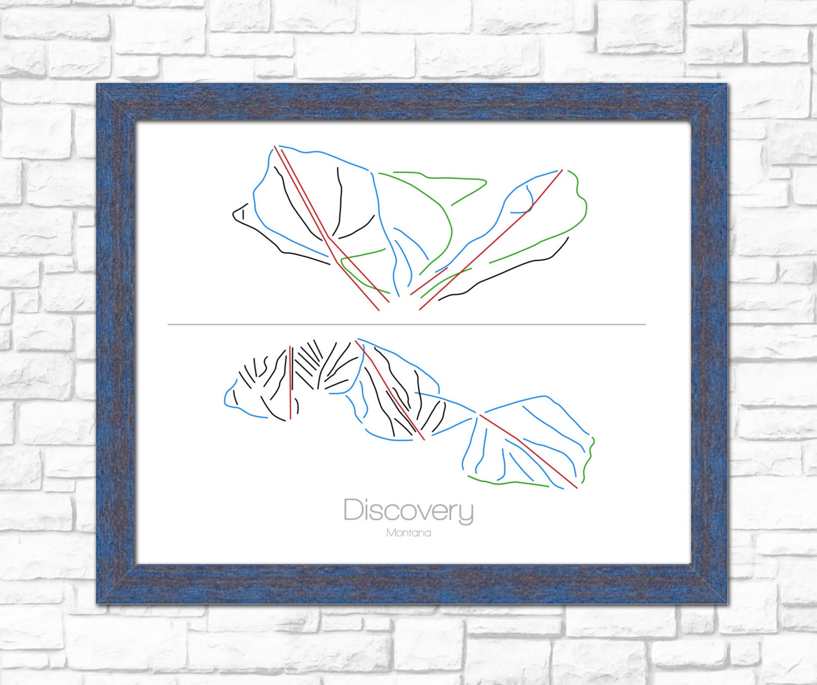 Discovery Ski Area Map Montana Mt Ski Snowboard Trail Map Art | Etsy