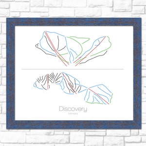 Discovery Ski Area Map Montana Mt Ski Snowboard Trail Map Art --- Print ...