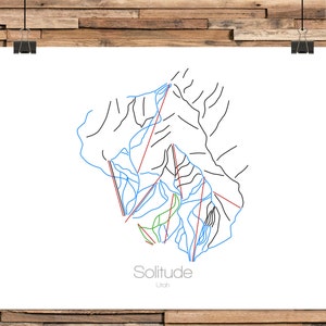 Solitude Map Utah Ut Ski Snowboard Trail Map Art --- Print, Poster ...
