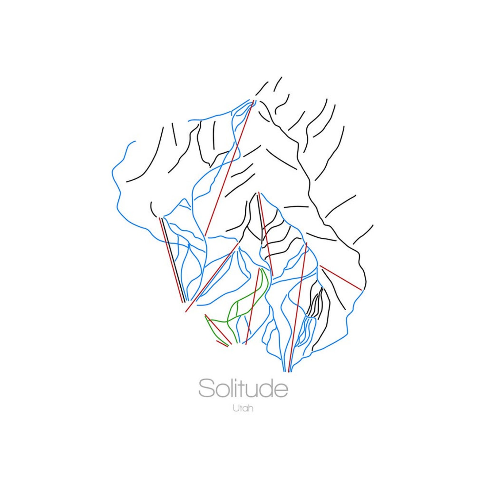 Solitude Map Utah Ut Ski Snowboard Trail Map Art Print | Etsy