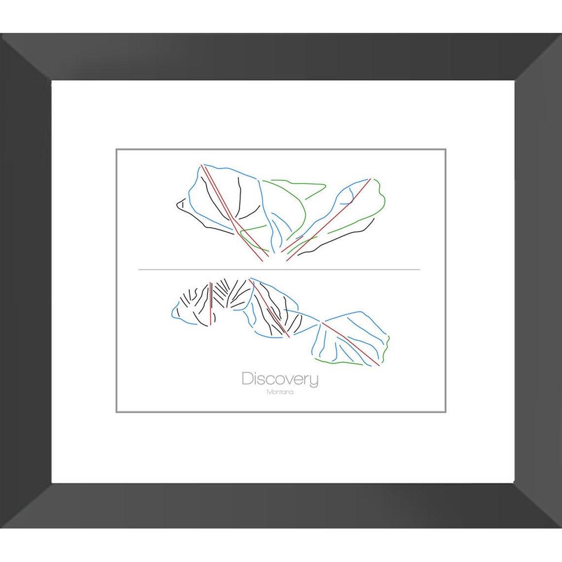 Discovery Ski Area Map Montana Mt Ski Snowboard Trail Map Art | Etsy