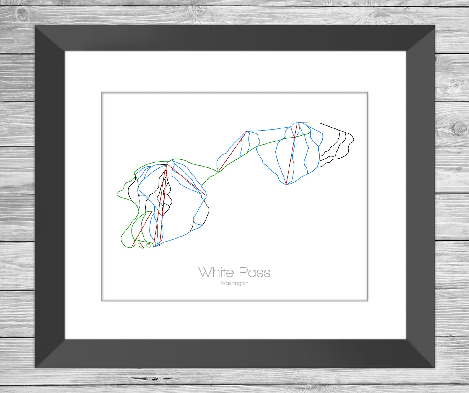 White Pass Map Washington Wa Ski Snowboard Trail Art - Etsy