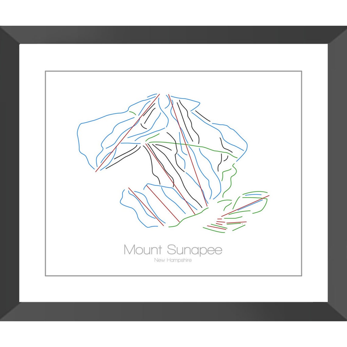 Mount Sunapee Map New Hampshire Nh Ski Snowboard Trail Map Art | Etsy