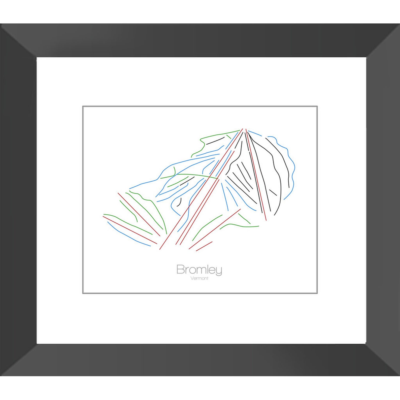 Bromley Map Vermont Vt Ski Snowboard Trail Map Art --- Print, Poster ...