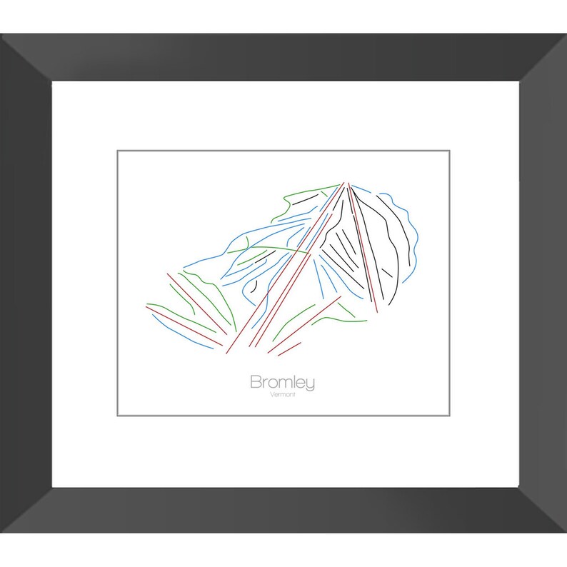 Bromley Map Vermont Vt Ski Snowboard Trail Map Art --- Print, Poster ...