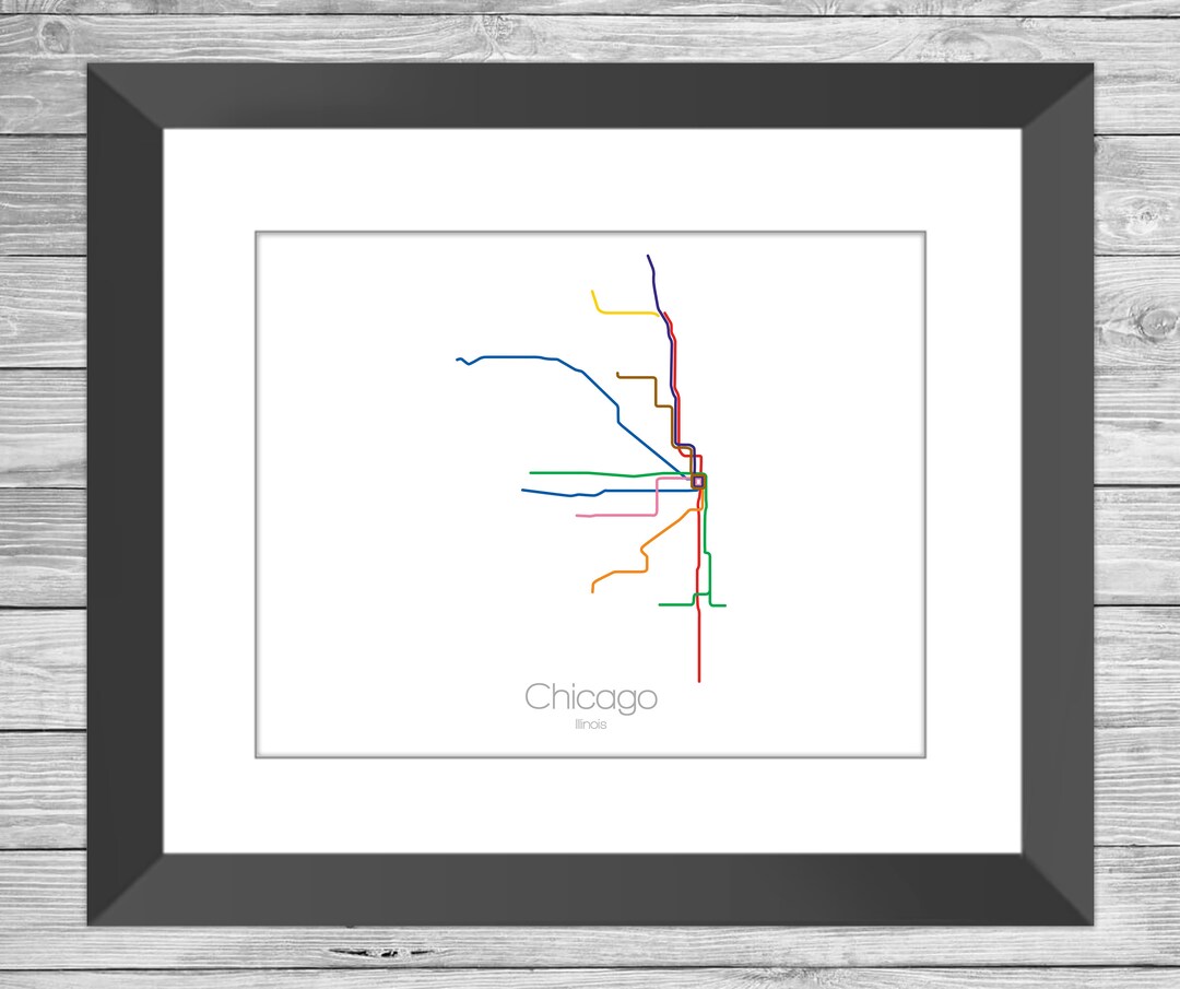 Chicago Subway Map | L Rail Map | Horizontal | Metro Map | Chicago Loop ...