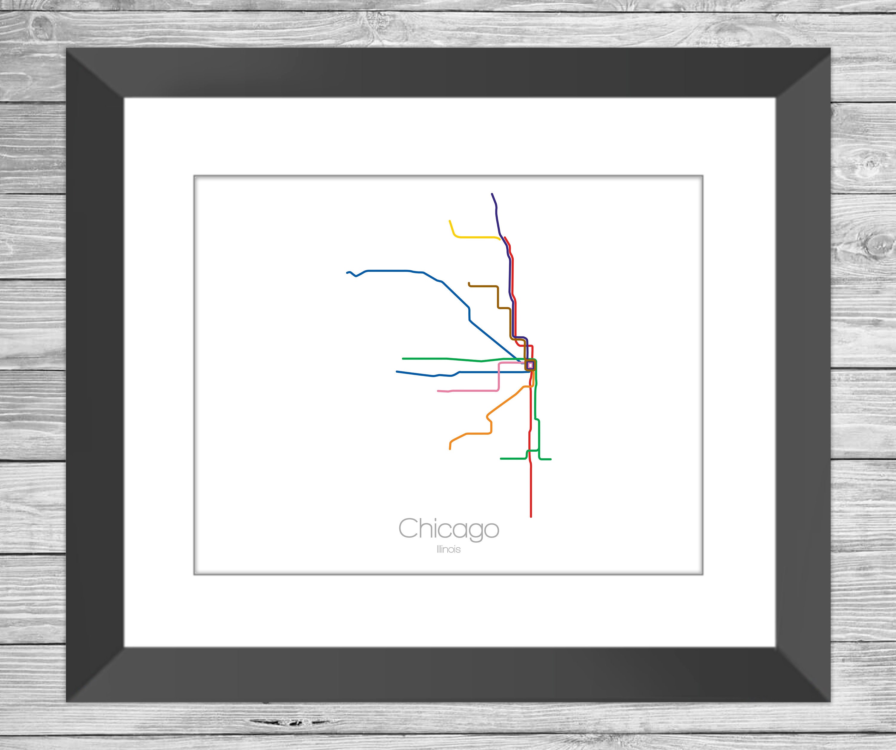 Chicago Subway Map | L Rail Map | Horizontal | Metro Map | Chicago Loop ...