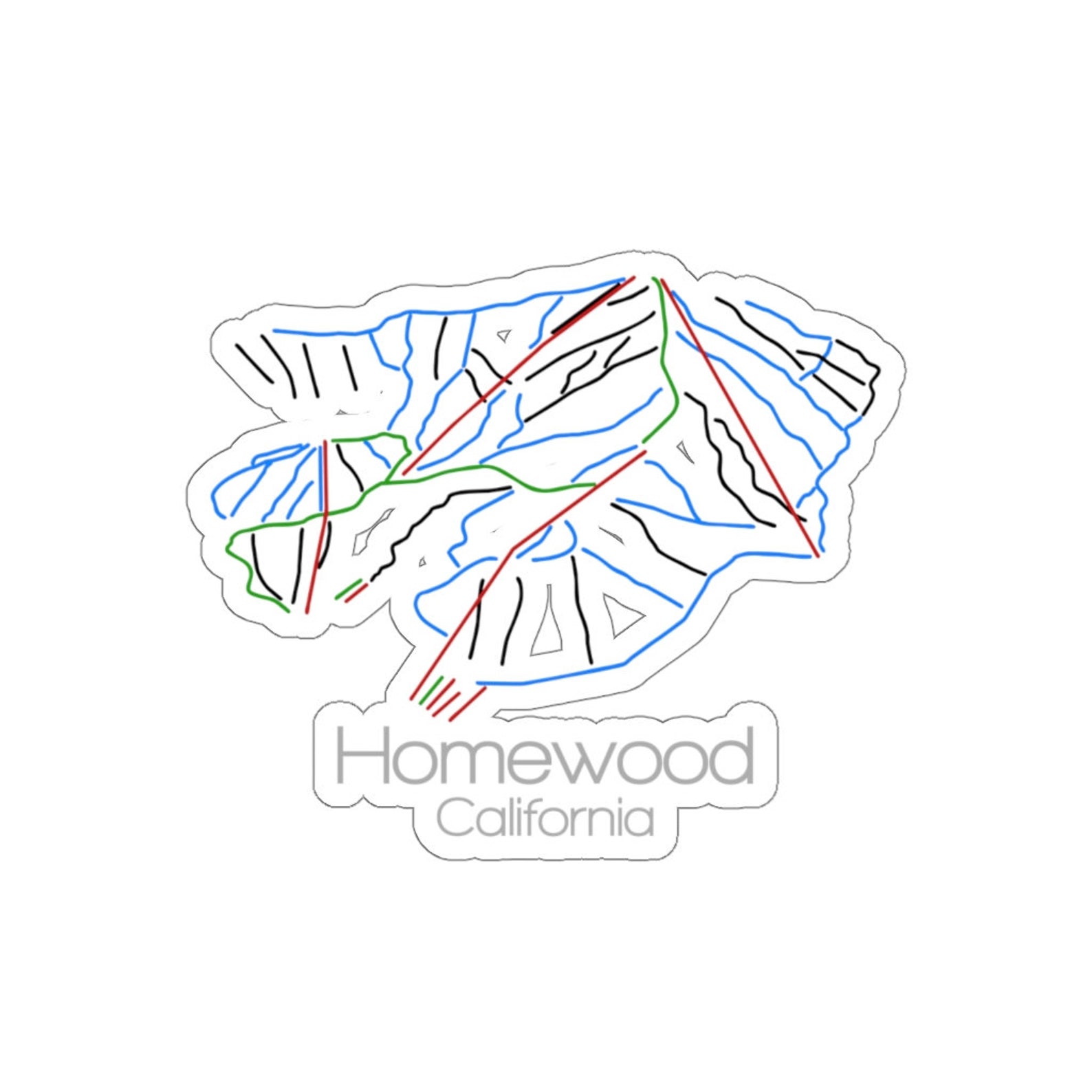 Homewood California Sticker Tail Map Sticker Ski Sticker - Etsy