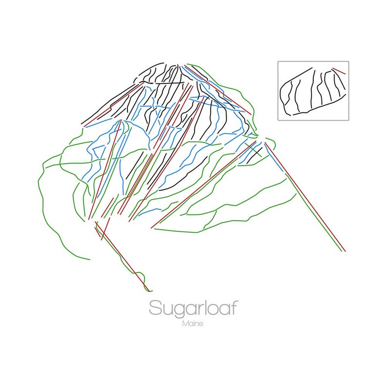 Sugarloaf Map Maine Me Ski Snowboard Trail Map Art Print - Etsy