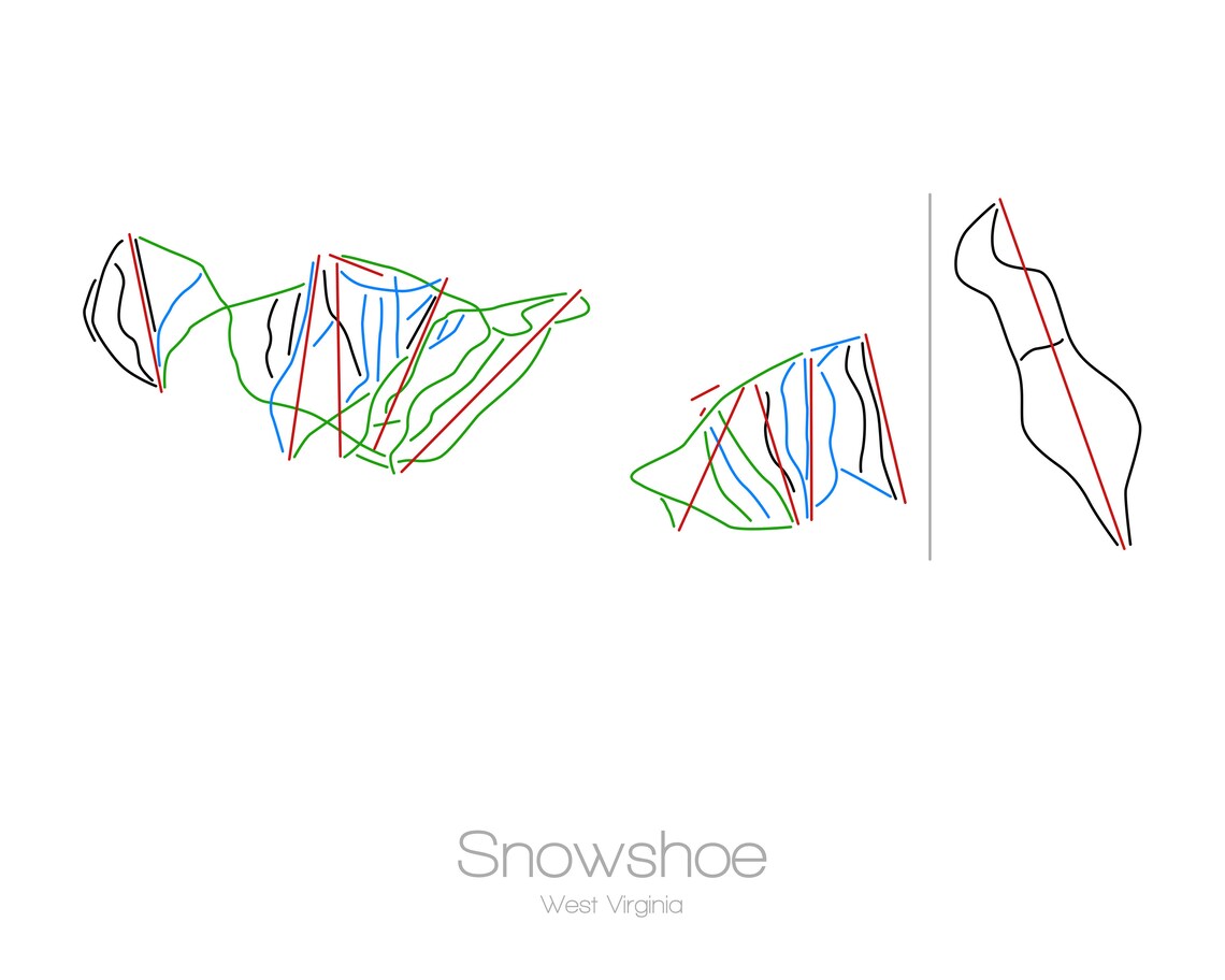 Snowshoe Ski Map Snowshoe West Virginia Modern Wall Art - Etsy