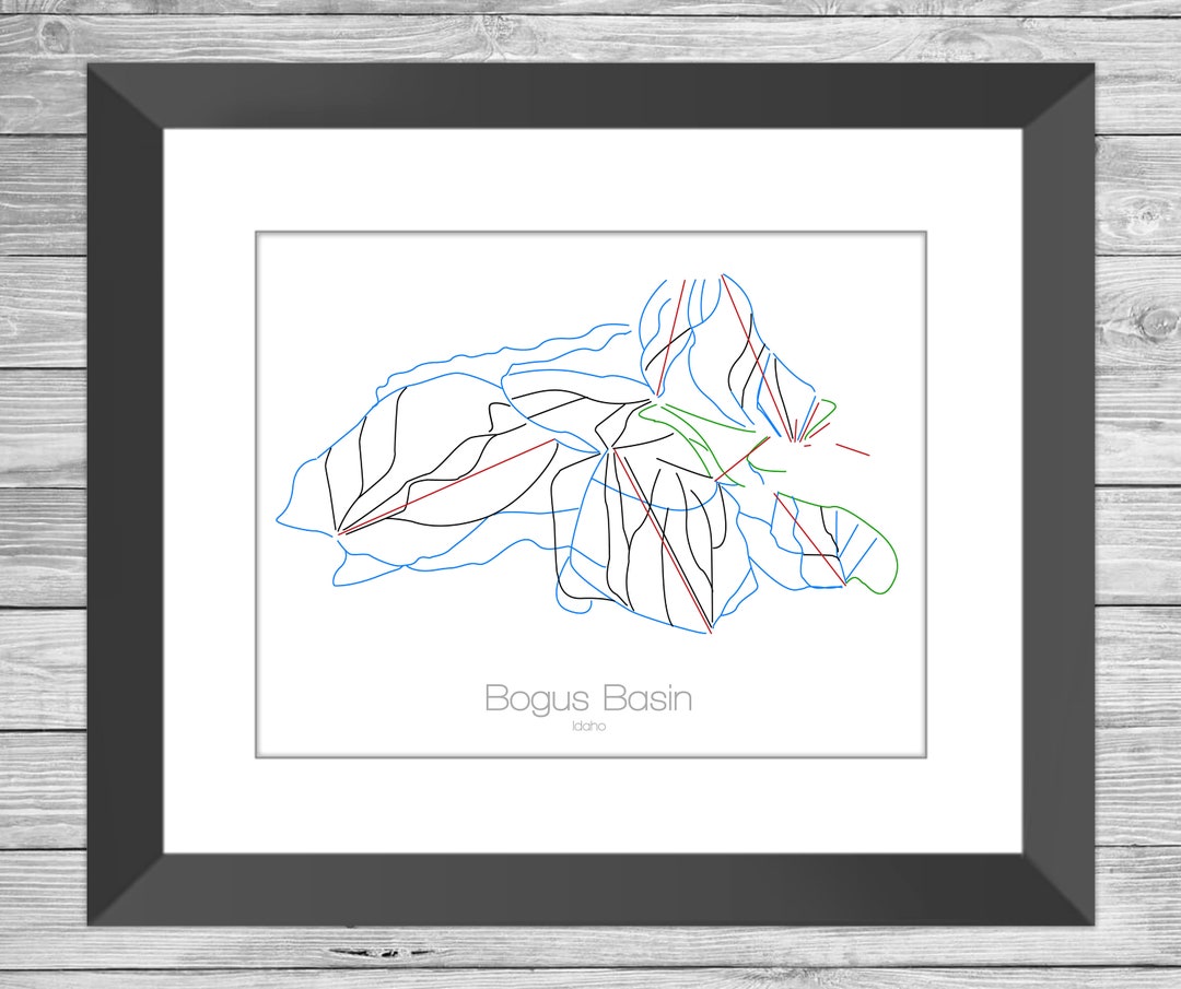Bogus Basin Map Idaho Id Ski Snowboard Trail Map Art --- Print, Poster ...