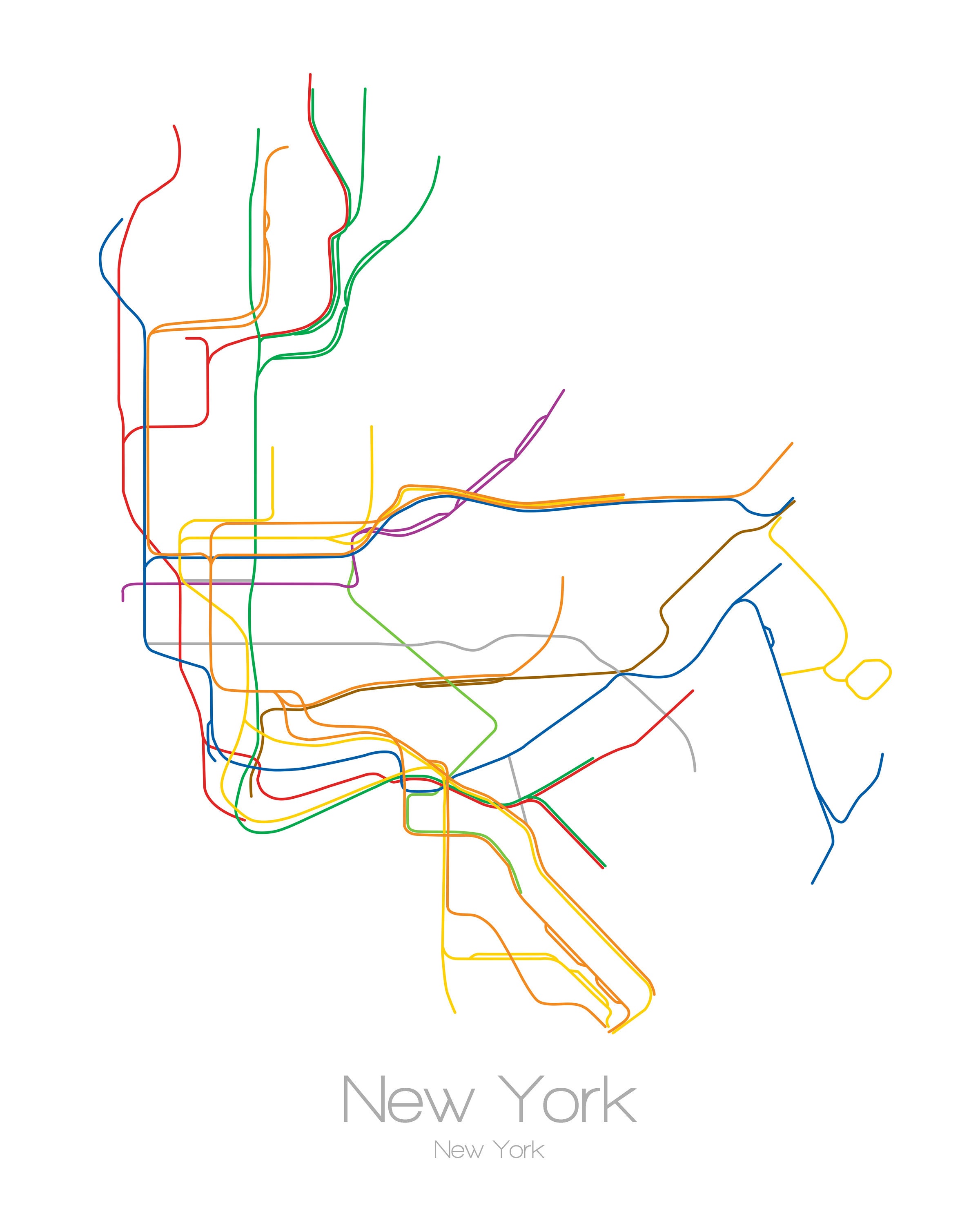 New York City Subway Map Vertical Train Map Metro Map - Etsy Canada