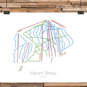 Mount Snow Map Vermont (no Insert) Vt Ski Snowboard Trail Map Art ...