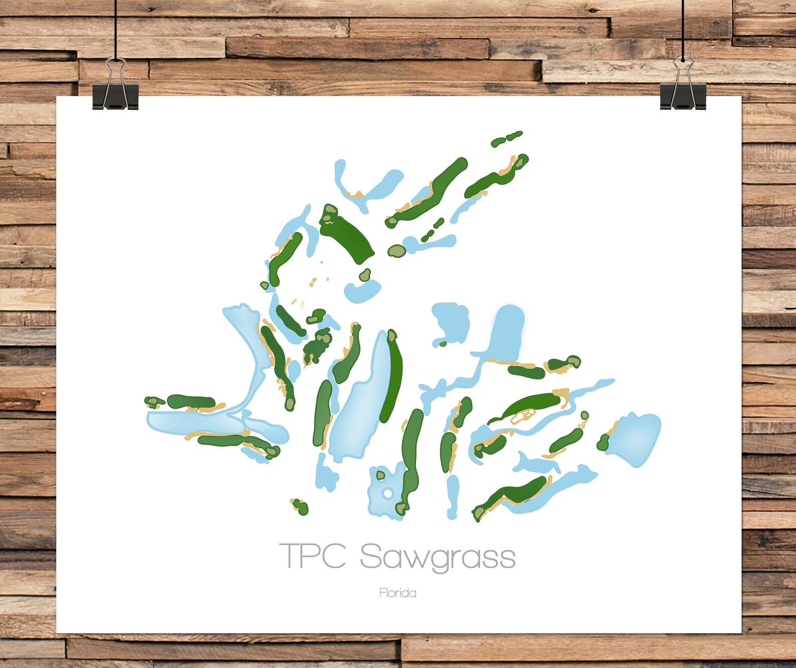 Tpc Sawgrass Golf Map | Pga | Golf Course | Golf Wall Art | Golf Gift ...