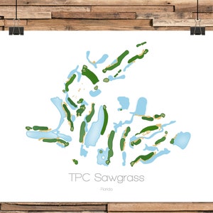 Tpc Sawgrass Golf Map | Pga | Golf Course | Golf Wall Art | Golf Gift ...
