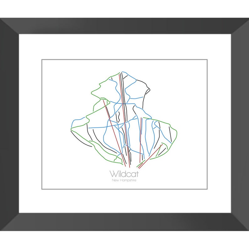 Wildcat Map New Hampshire Nh Ski Snowboard Trail Art --- Print, Poster ...