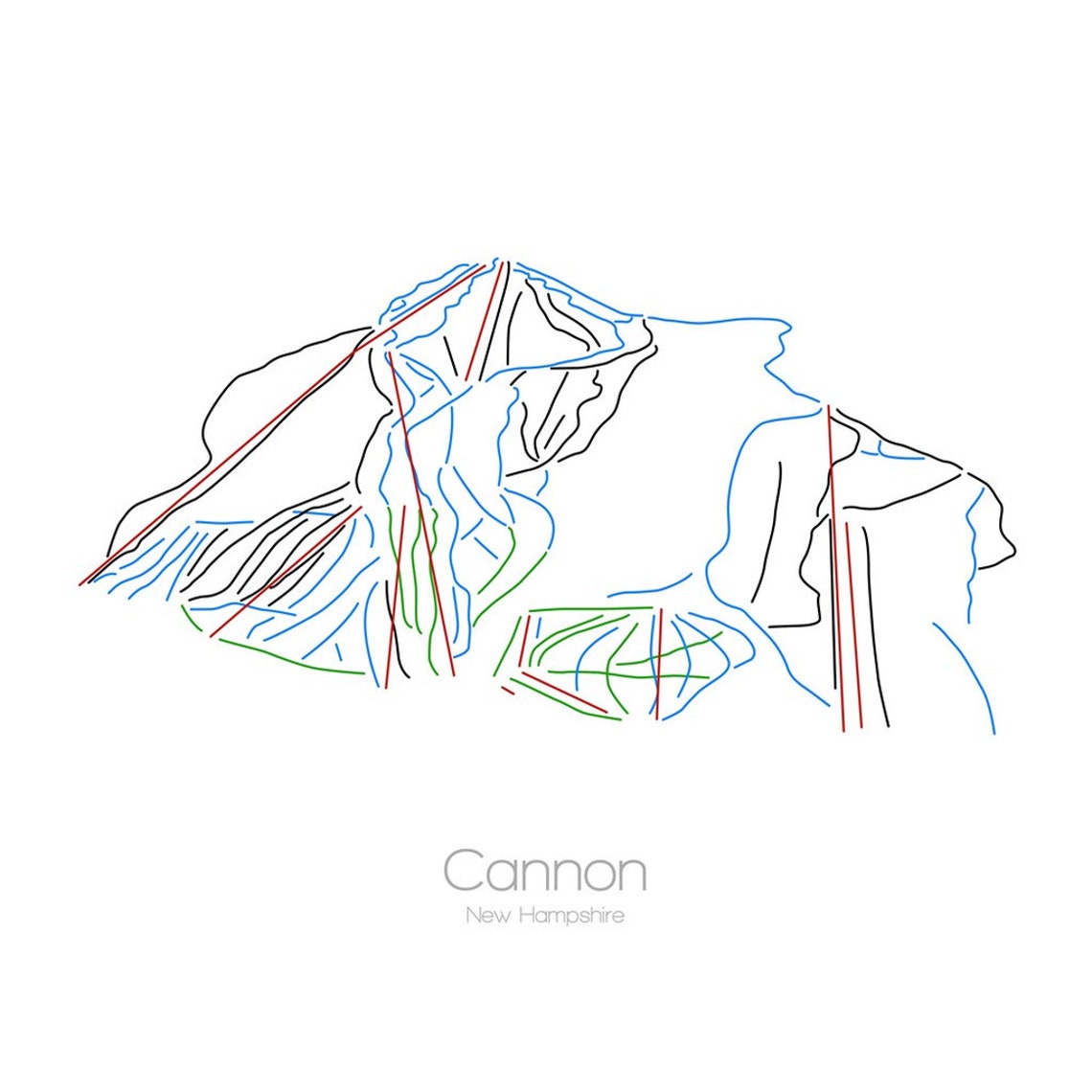 Cannon Map New Hampshire Nh Ski Snowboard Trail Art Print - Etsy