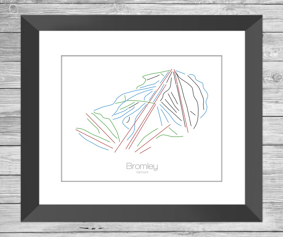 Bromley Map Vermont Vt Ski Snowboard Trail Map Art --- Print, Poster ...